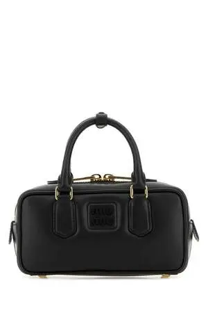 Miu Miu 22 Cm Mini Leather Arcadie Handbag - Black