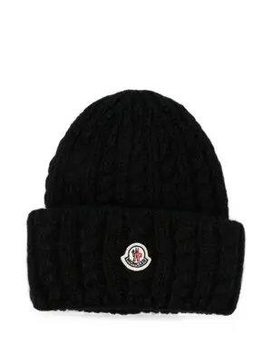 Moncler Logo Wool Beanie - Black