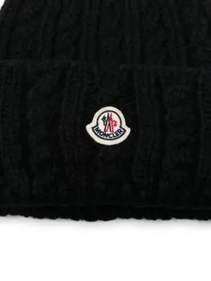 Moncler Logo Wool Beanie - Black