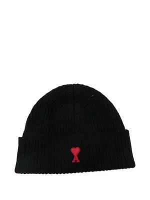AMI Paris De Coeur Wool Beanie - Black