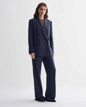 Veronica De Piante Roman Double Breasted Wool Blazer - Blue
