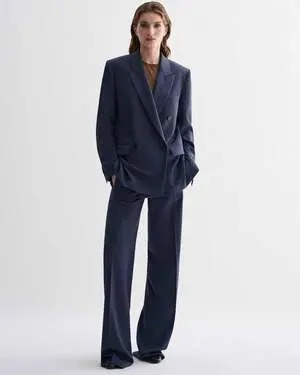 Veronica De Piante Roman Double Breasted Wool Blazer - Blue