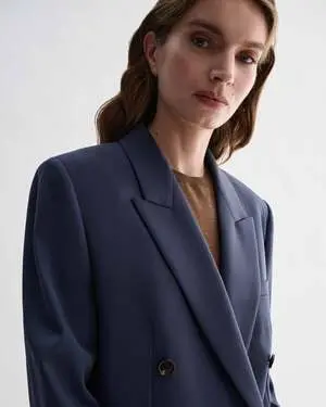 Veronica De Piante Roman Double Breasted Wool Blazer - Blue