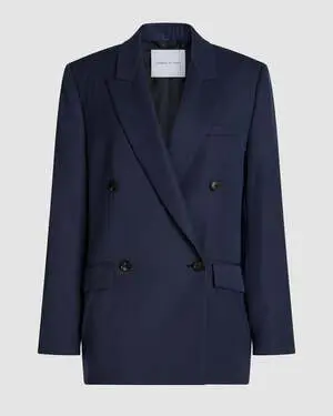 Veronica De Piante Roman Double Breasted Wool Blazer - Blue