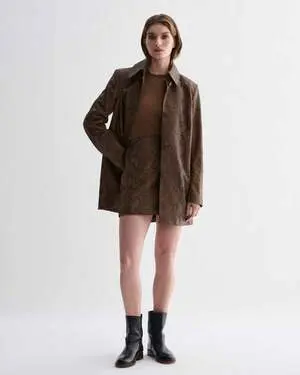 Veronica De Piante Cecily Snake Print Leather Mini Skirt