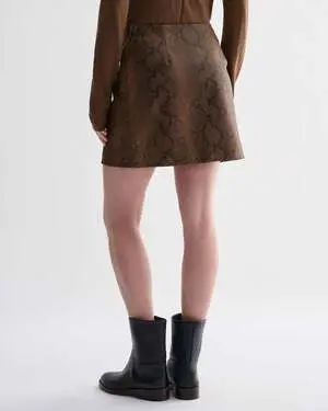 Veronica De Piante Cecily Snake Print Leather Mini Skirt