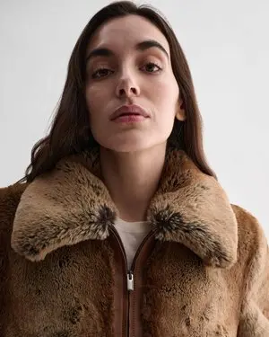 Veronica De Piante Mireia Cropped Faux Fur Jacket With Leather Trim