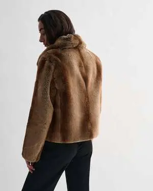 Veronica De Piante Mireia Cropped Faux Fur Jacket With Leather Trim
