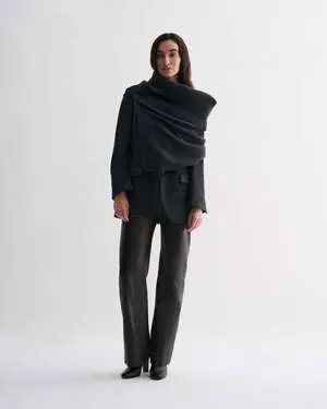 Veronica De Piante Caro Snood In Wool Cashmere, Charcoal - Gray