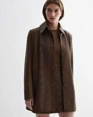 Veronica De Piante Chiara Coat In Snake Print Leather