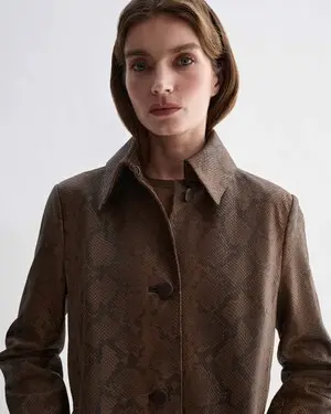 Veronica De Piante Chiara Coat In Snake Print Leather