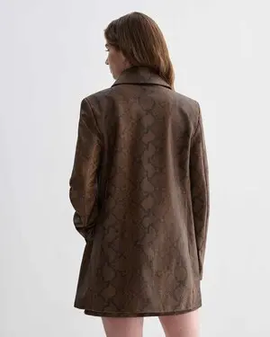 Veronica De Piante Chiara Coat In Snake Print Leather