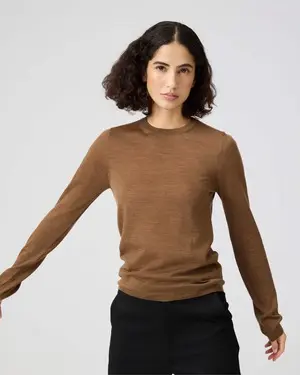 Veronica De Piante Joey Crew Neck Merino Wool Sweater - Camel