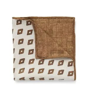 BOSS Printed Pocket Square In Silk - Brown