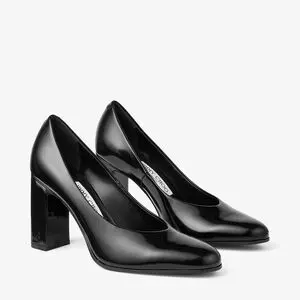 JIMMY CHOO Eyla 85 Polished Calf Leather Pumps - Black