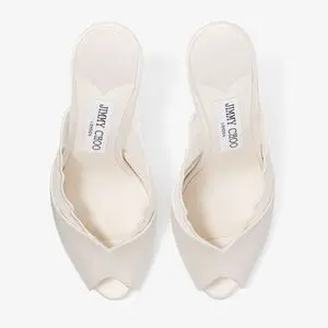 JIMMY CHOO Brigitte Lace And Satin Mule 100 Stiletto Heel - Ivory/ivory
