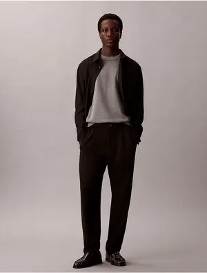 Calvin Klein Tech Knit Tapered Pleated Pants - Black