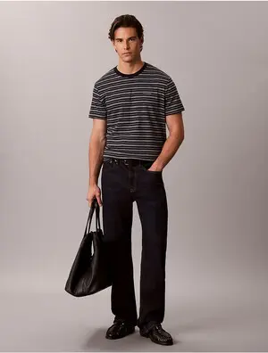 Calvin Klein Liquid Touch Striped Crewneck Tee - Dark Sapphire