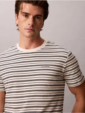 Calvin Klein Liquid Touch Striped Crewneck Tee - Tofu