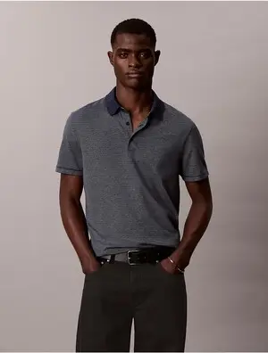 Calvin Klein Supima Cotton Stripe Polo Shirt - Dark Sapphire