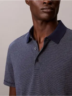 Calvin Klein Supima Cotton Stripe Polo Shirt - Dark Sapphire
