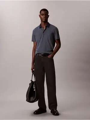 Calvin Klein Supima Cotton Stripe Polo Shirt - Dark Sapphire
