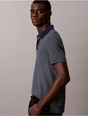 Calvin Klein Supima Cotton Stripe Polo Shirt - Dark Sapphire