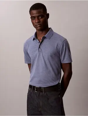 Calvin Klein Supima Cotton Stripe Polo Shirt - Grisaille