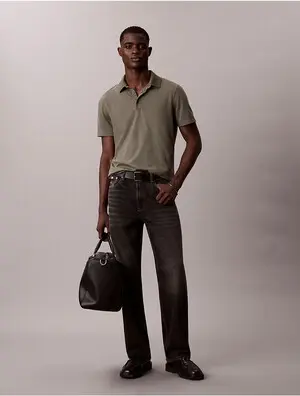 Calvin Klein Supima Cotton Stripe Polo Shirt - Olive Night