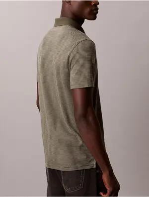 Calvin Klein Supima Cotton Stripe Polo Shirt - Olive Night