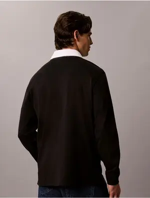 Calvin Klein Contrast Collar Rugby Polo Shirt - Black