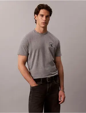 Calvin Klein Varsity Crest Logo Classic Tee - Grey Heather