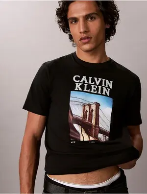 Calvin Klein Brooklyn Bridge Logo Graphic Tee - Black