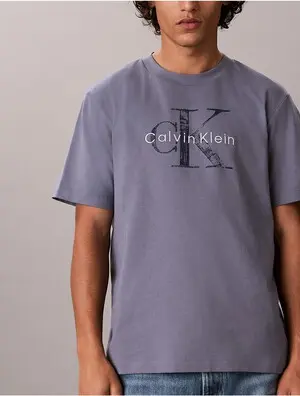 Calvin Klein Distressed Monologo Graphic Tee - Grisaille