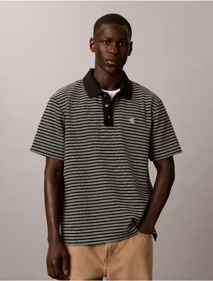 Calvin Klein Ottoman Stripe Polo Shirt - Black