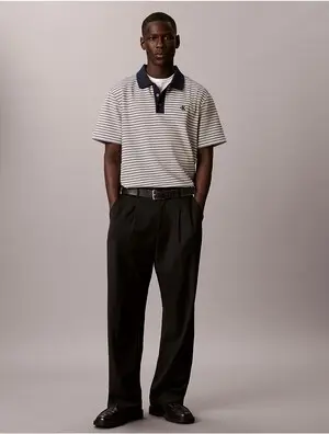 Calvin Klein Ottoman Stripe Polo Shirt - Chalk