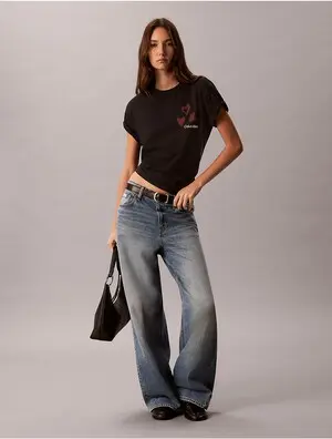 Calvin Klein Hearts Print Boxy T-shirt - Black