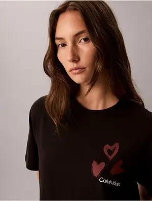 Calvin Klein Hearts Print Boxy T-shirt - Black