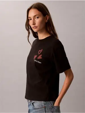 Calvin Klein Hearts Print Boxy T-shirt - Black