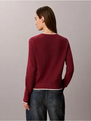 Calvin Klein Smooth Cotton Monogram Tipping Sweater - Rhododendron