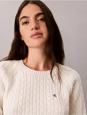 Calvin Klein Cable Knit Crewneck Sweater - Tofu