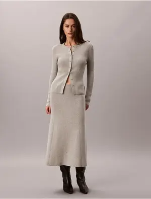 Calvin Klein Smooth Cotton Rib Midi Skirt