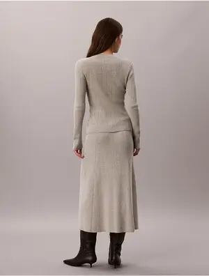 Calvin Klein Smooth Cotton Rib Midi Skirt