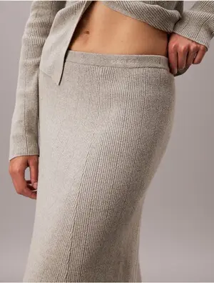 Calvin Klein Smooth Cotton Rib Midi Skirt