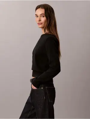 Calvin Klein Smooth Cotton Crewneck Sweater - Black