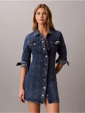 Calvin Klein Denim Long Sleeve Mini Dress