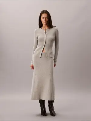 Calvin Klein Smooth Cotton Rib Cardigan Sweater - Grey Heather