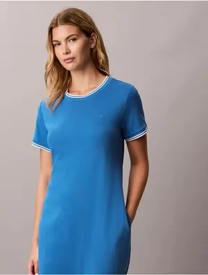Calvin Klein Tipping Stripe T-shirt Dress - Winter Blue