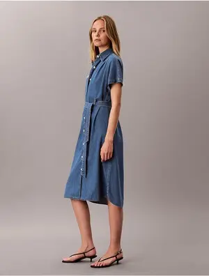 Calvin Klein Denim Belted Shirt Dress