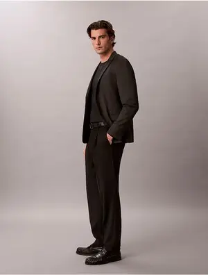 Calvin Klein Tapered Pleated Wool Blend Pants
